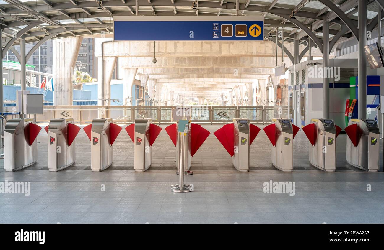 The public area of exit and entrance subway gate for by ticket and ...