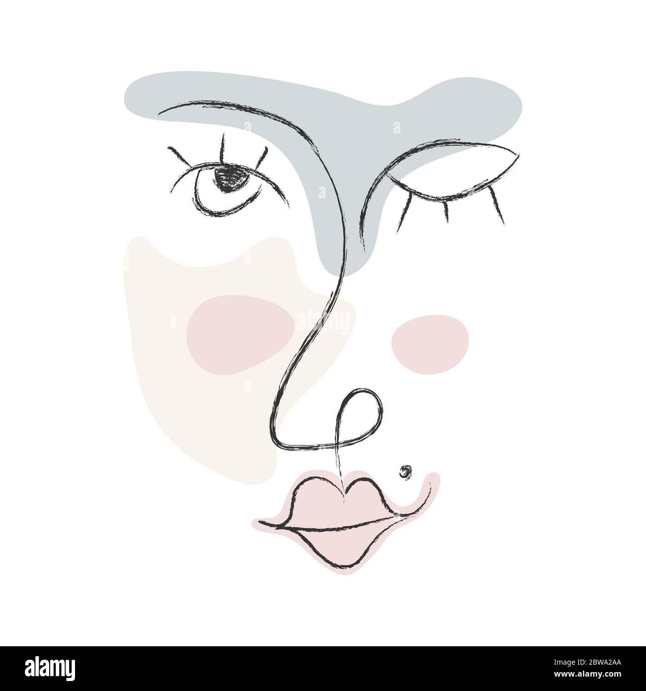 Hand-drawn abstract portrait. Vector illustration with a simple ...