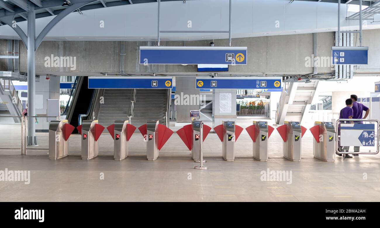 The public area of exit and entrance subway gate for by ticket and ...