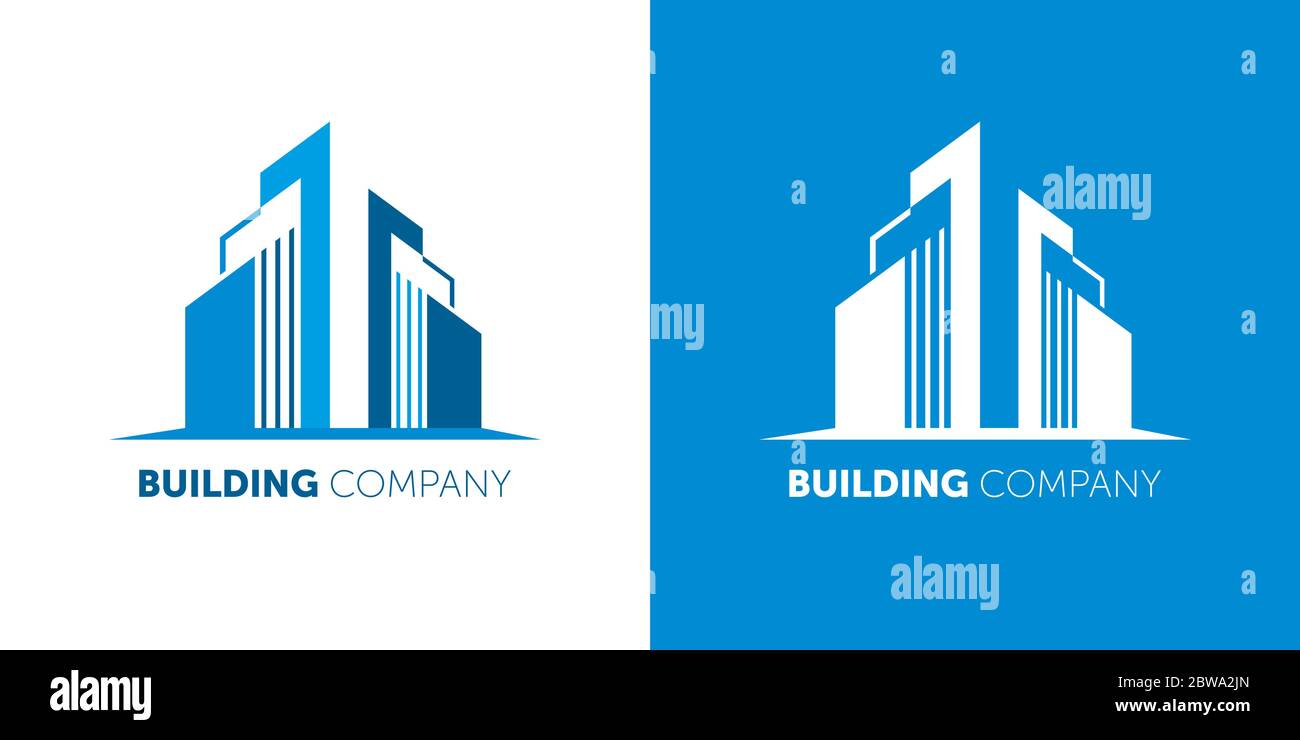 vector abstract blue icon, logo building silhouette isolated Stock ...