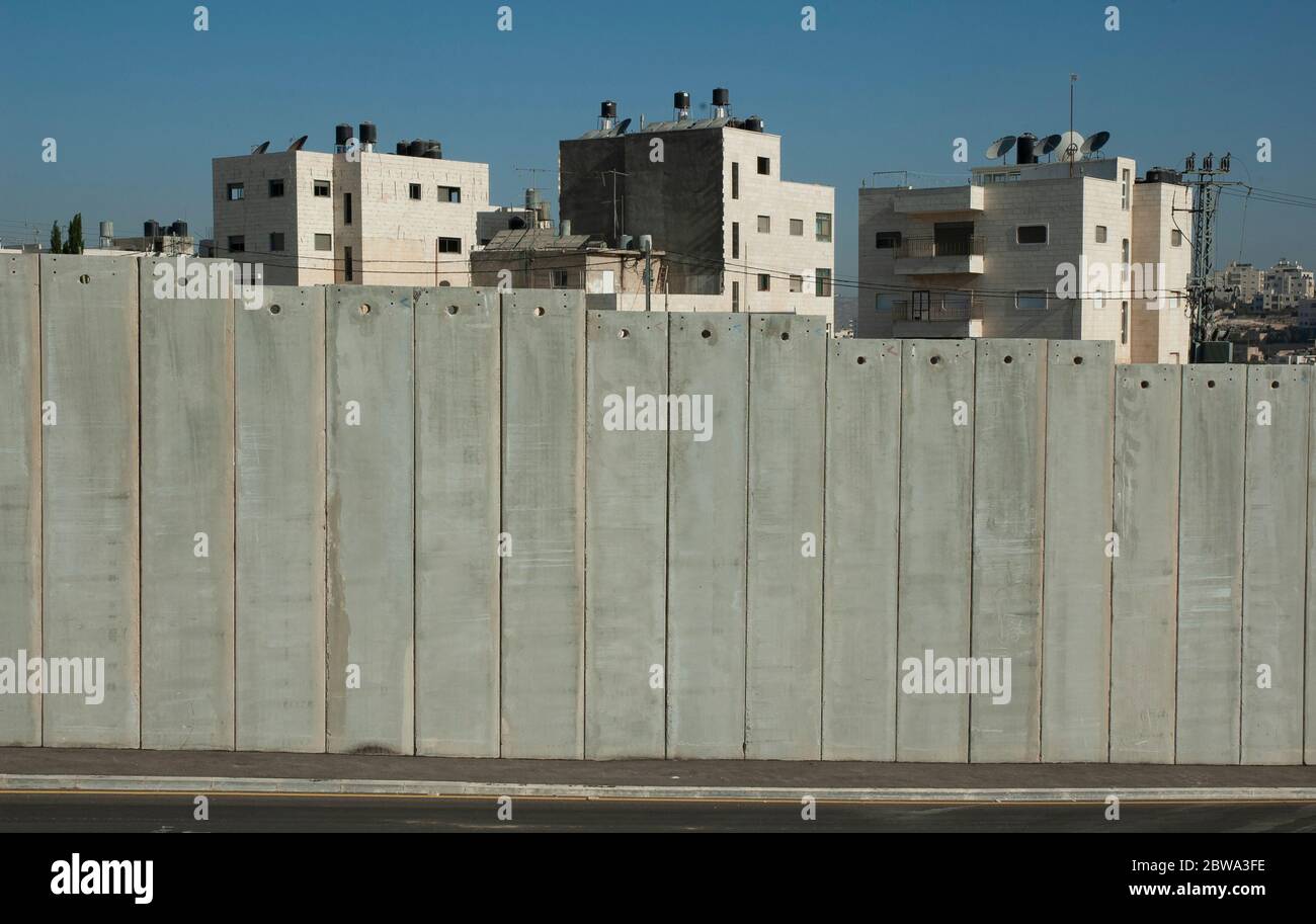 View of Palestinian houses and buildings across the Israeli West Bank ...