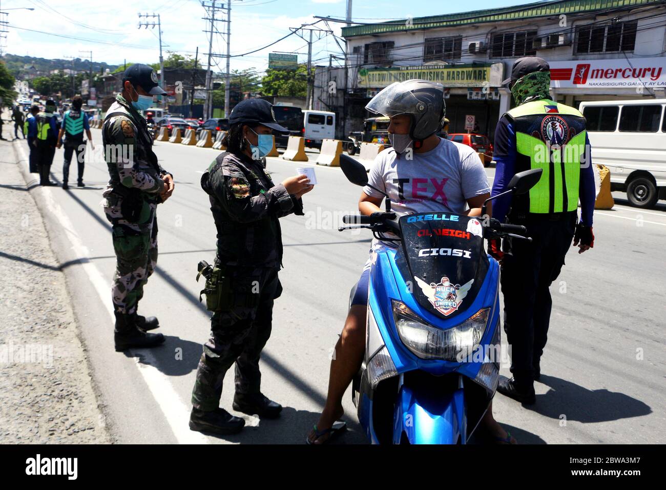 Philippines. 31 May 2020. Members of Antipolo City Philippine National ...