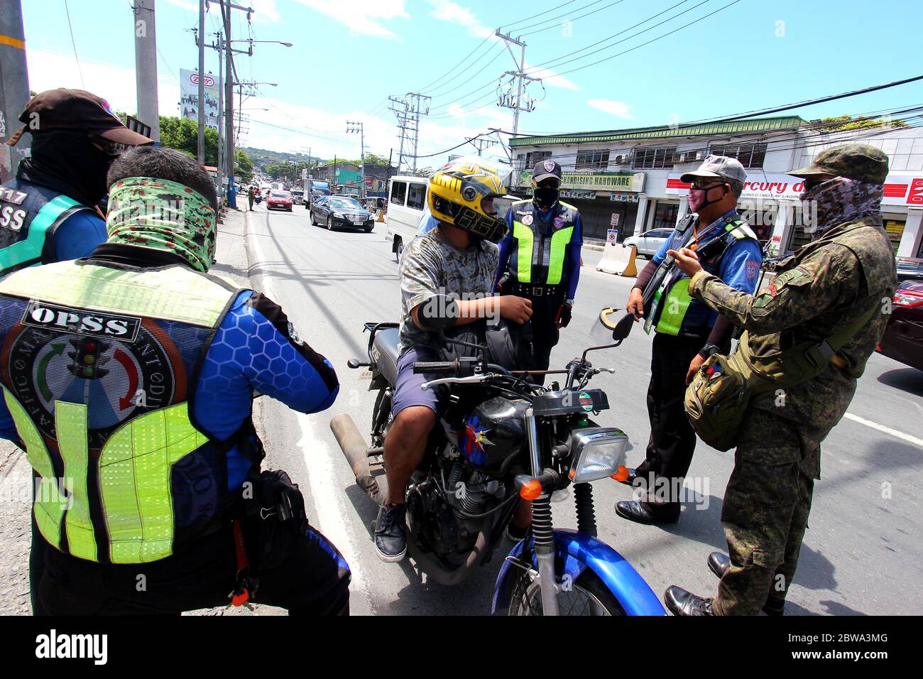Philippines. 31 May 2020. Members of Antipolo City Philippine National ...