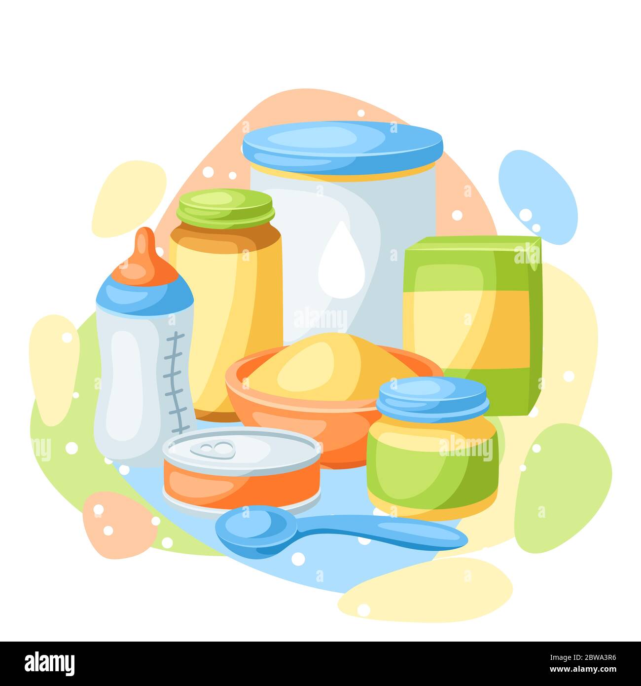 Background with baby food items Stock Vector Image & Art - Alamy