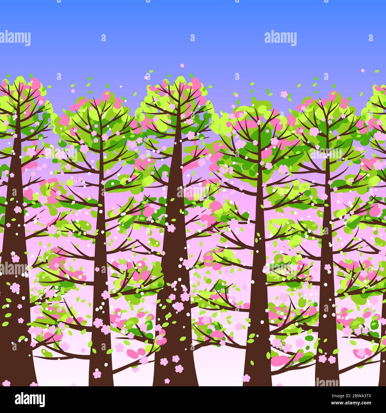 Spring forest background with stylized trees Stock Vector Image & Art ...