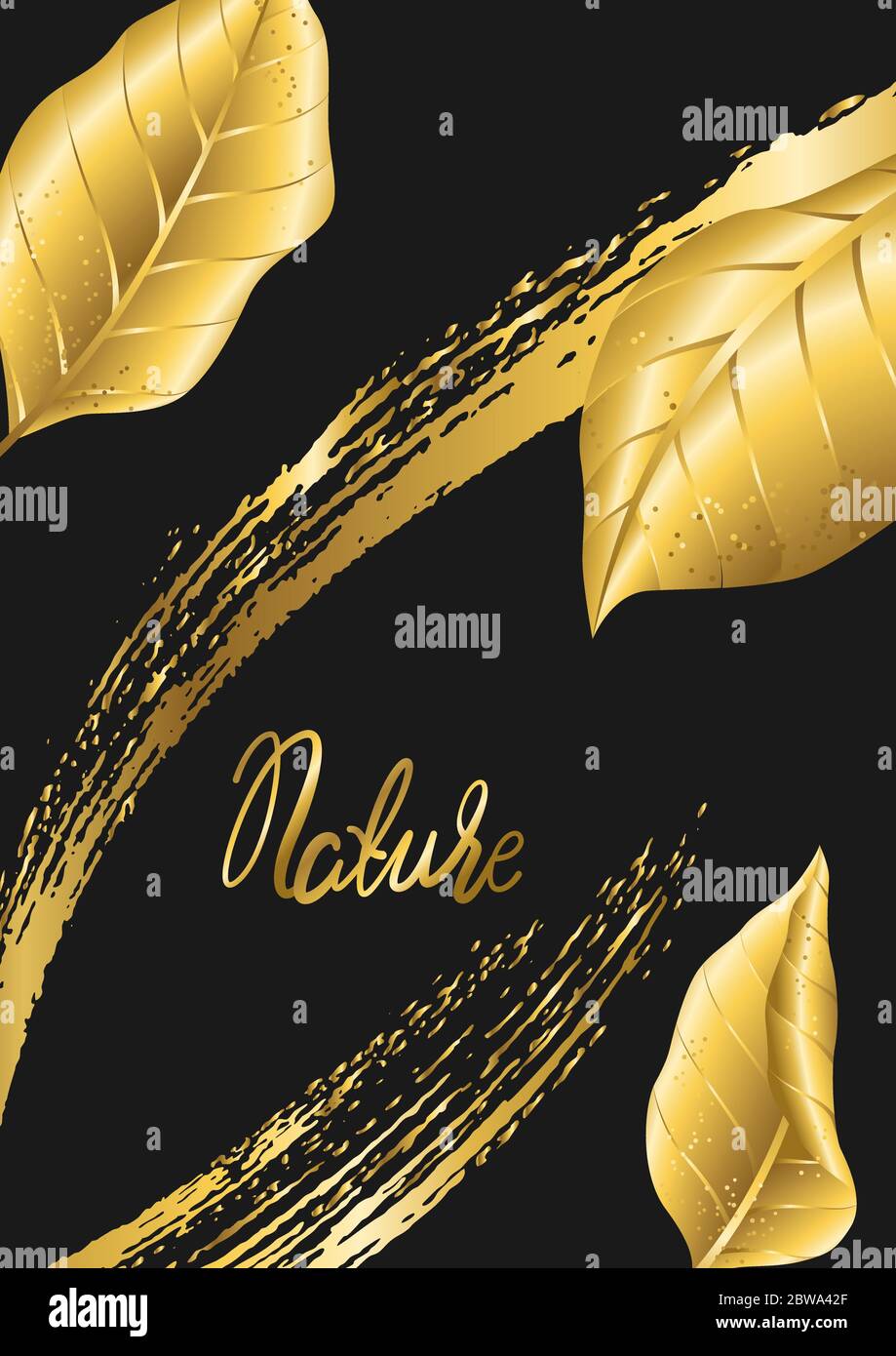 Floral background with gold autumn foliage Stock Vector Image & Art - Alamy