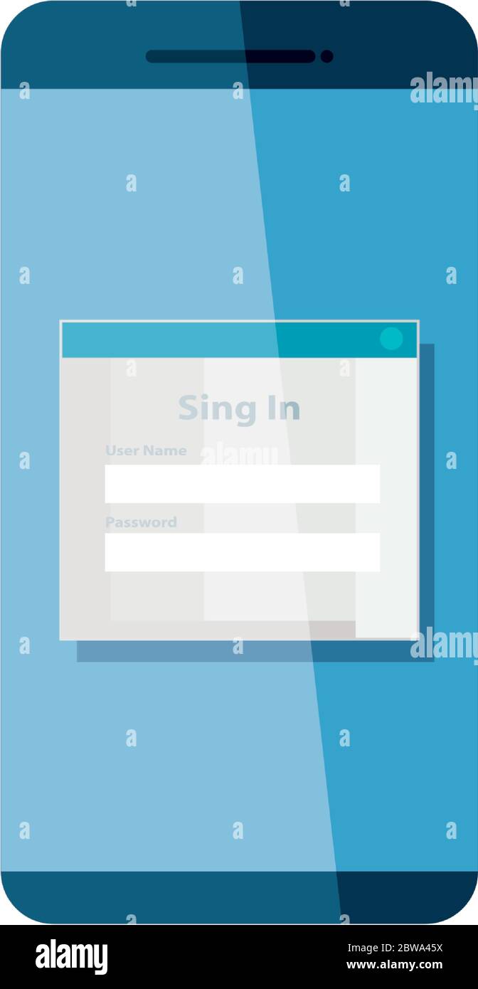 mobile phone, smartphone device with login password on white background ...