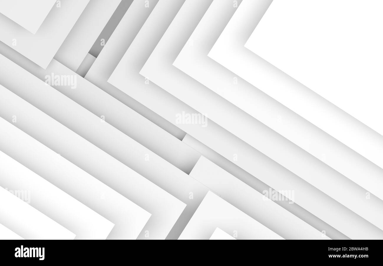 Abstract 3d white background, geometric pattern of blank corners. 3d ...