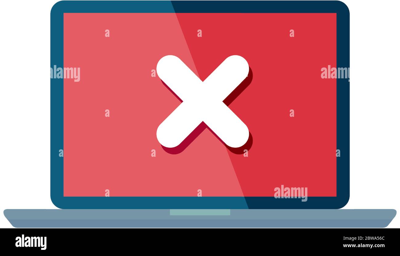 laptop with error notification icon Stock Vector Image & Art - Alamy