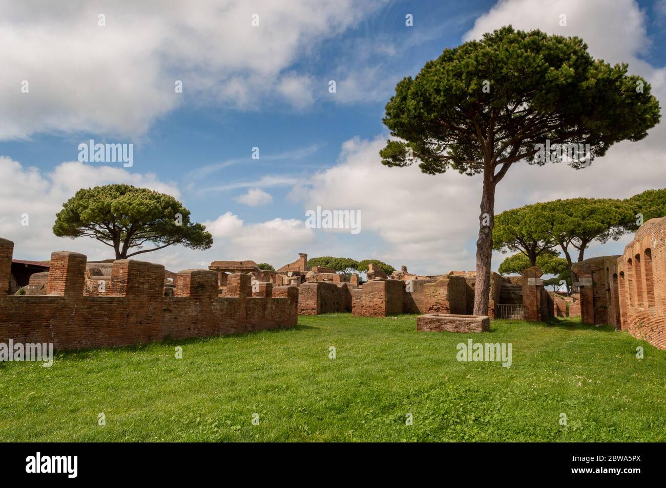 Ruins of Ostia Antica, large ancient Roman archaeological site close to ...