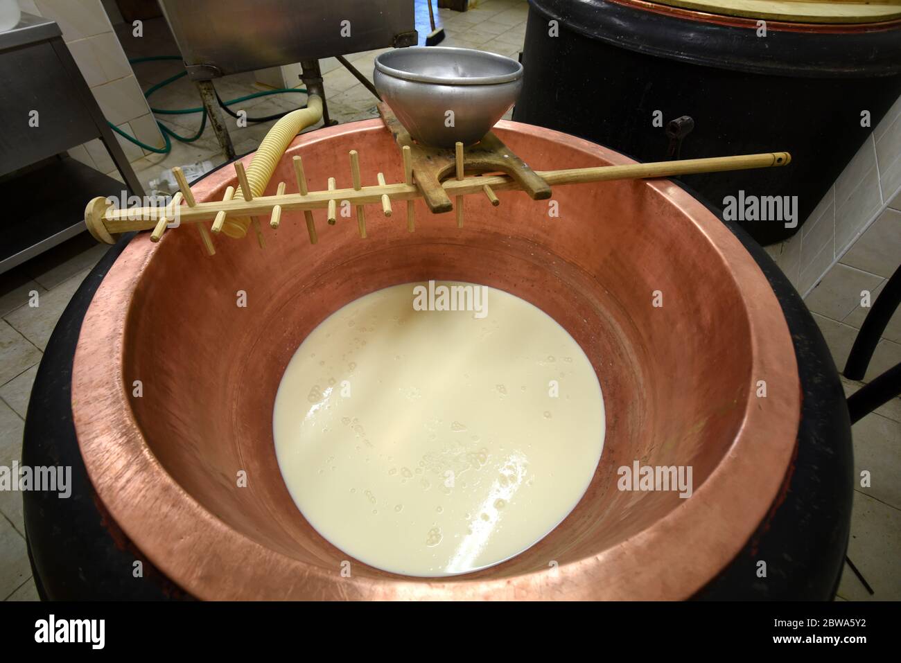 Carnia Italy 08/23/2016 : A cheesemaker , ancient cheese processing in ...