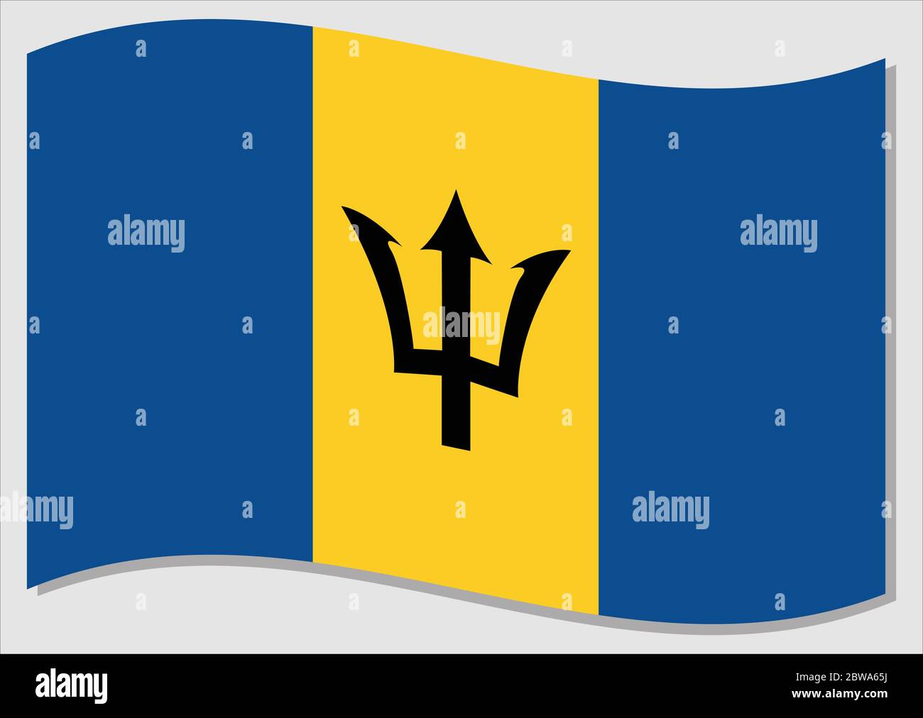 Waving flag of Barbados vector graphic. Waving Barbadian flag ...