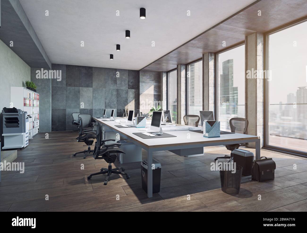 contemporary office interior. 3d rendering design concept Stock Photo ...
