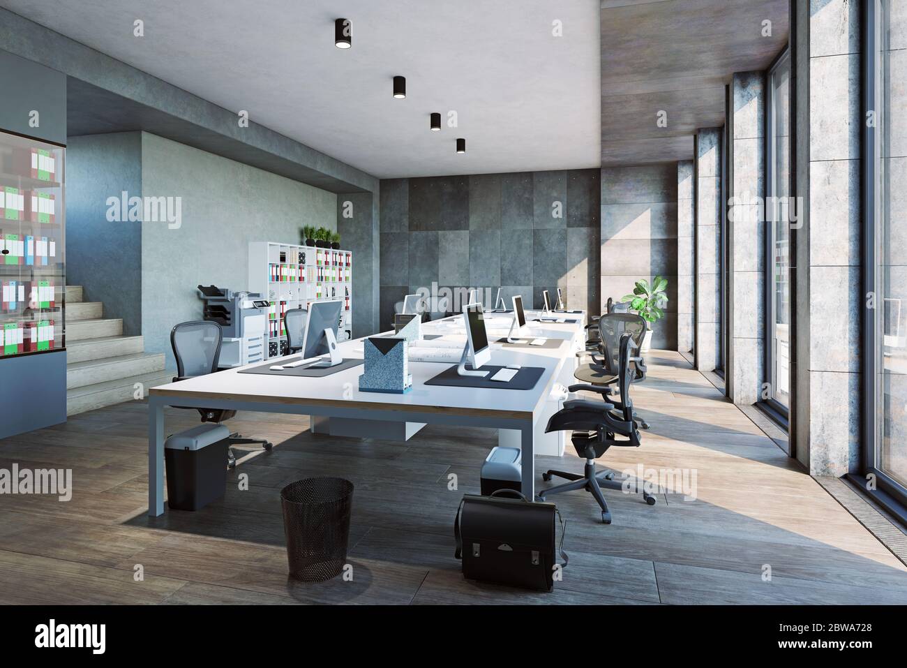 contemporary office interior. 3d rendering design concept Stock Photo ...