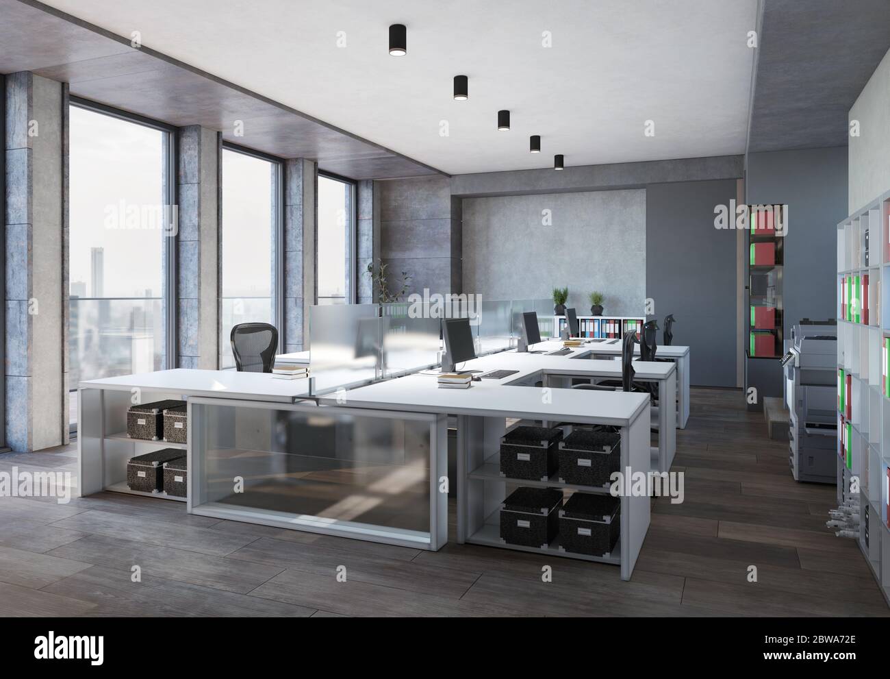 contemporary office interior. 3d rendering design concept Stock Photo ...
