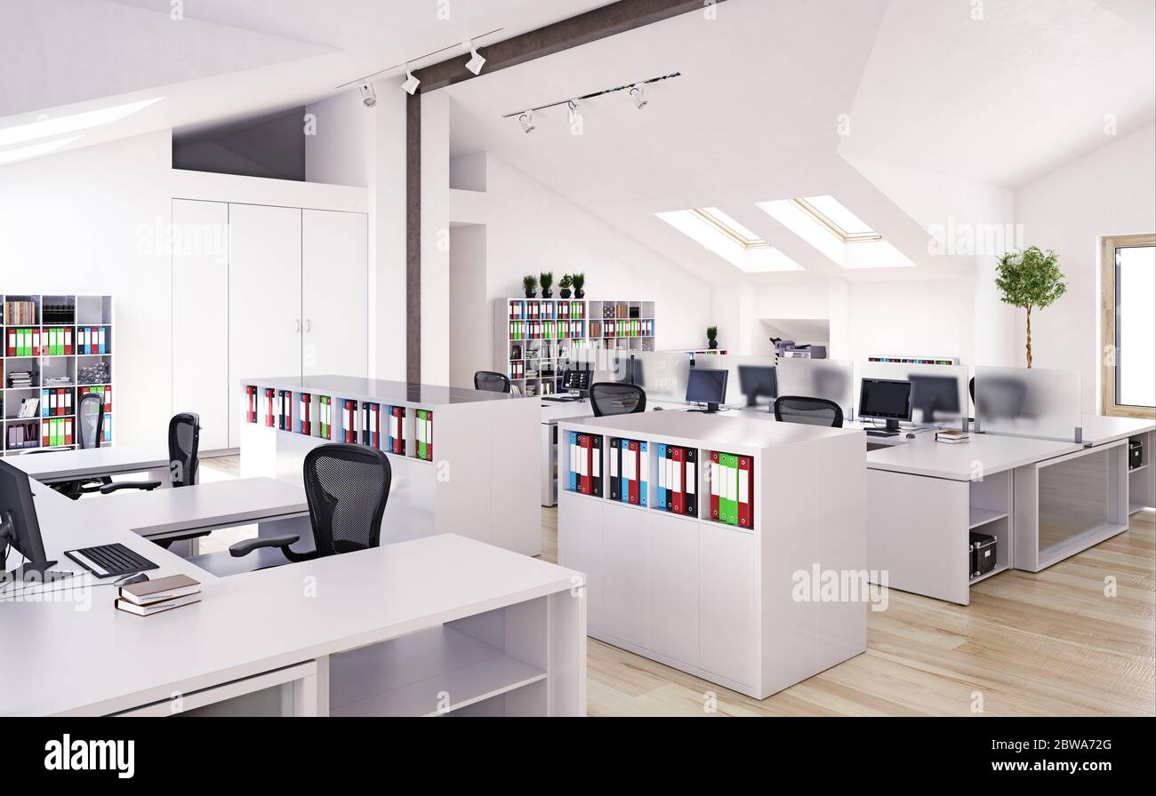 contemporary office interior. 3d rendering design concept Stock Photo ...