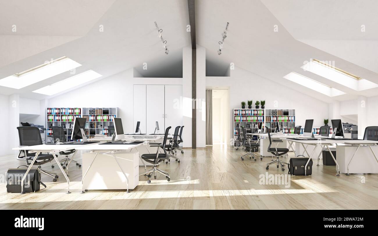 contemporary office interior. 3d rendering design concept Stock Photo ...