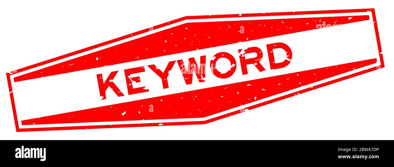 Grunge red keyword word hexagon rubber seal stamp on white background ...