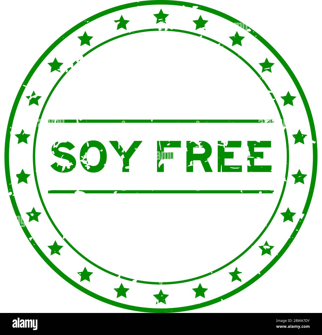 Grunge green soy free word round rubber seal stamp on white background ...
