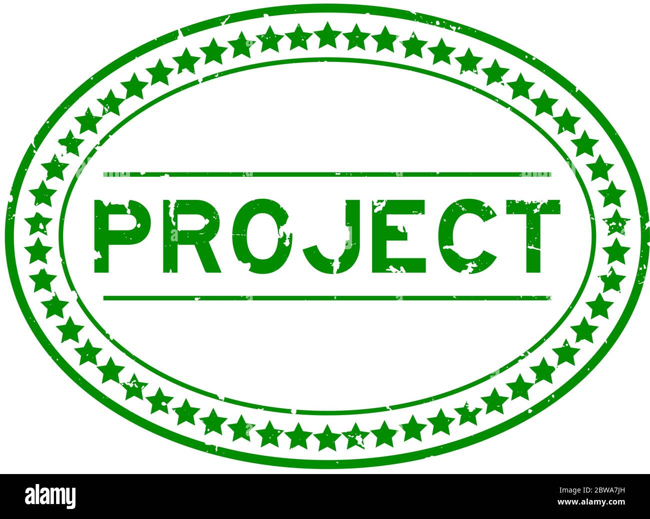Grunge green project word oval rubber seal stamp on white background ...