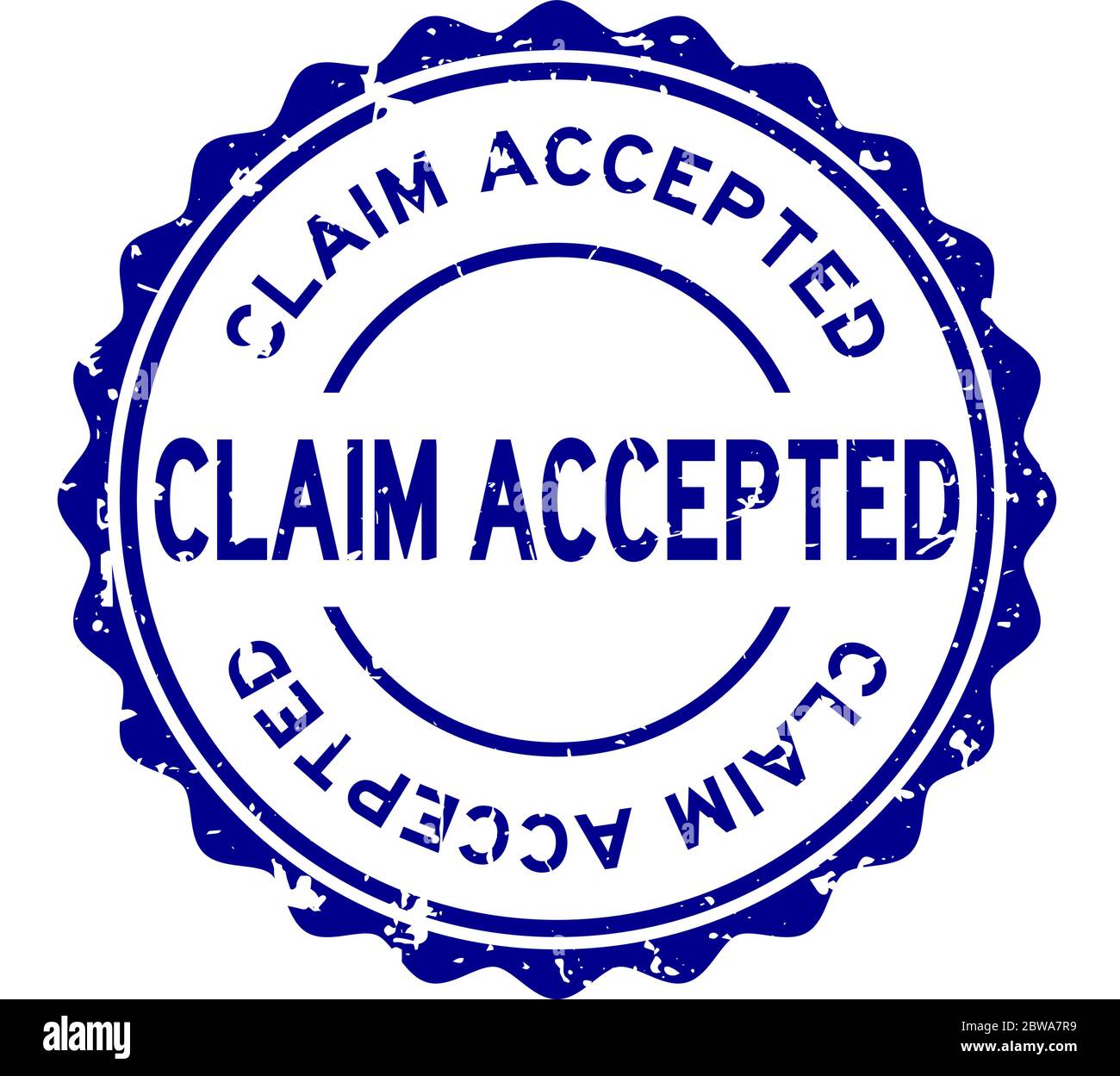 Grunge blue claim accepted word round rubber seal stamp on white ...