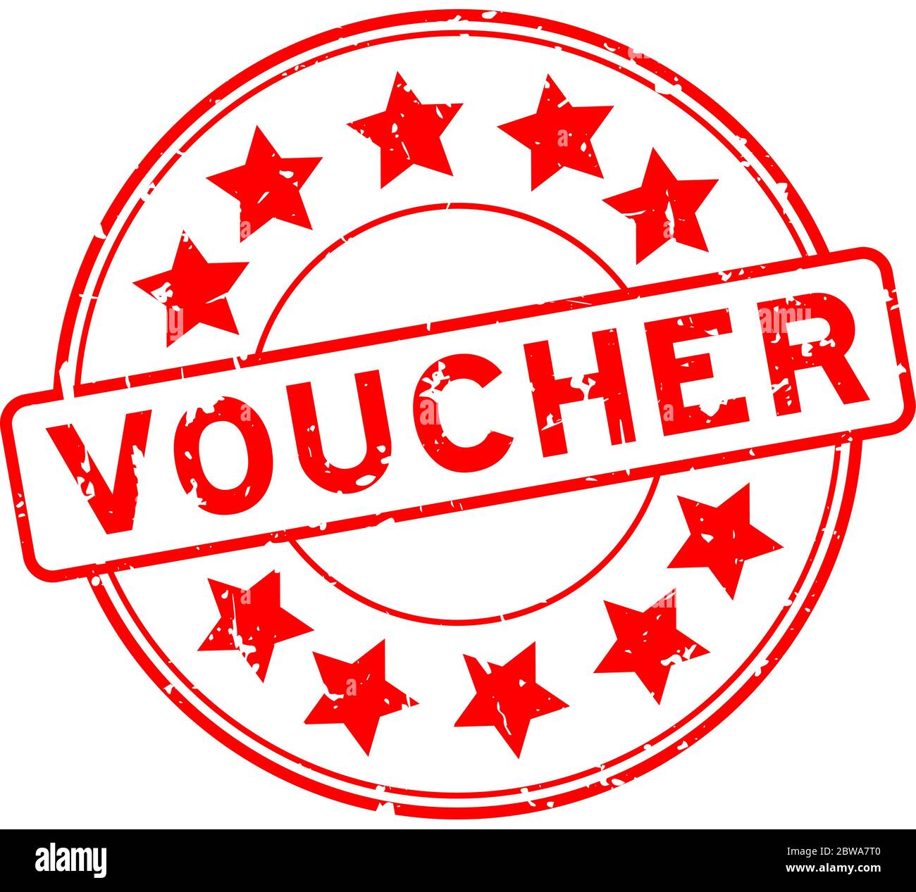 Grunge red voucher word round rubber seal stamp on white background ...