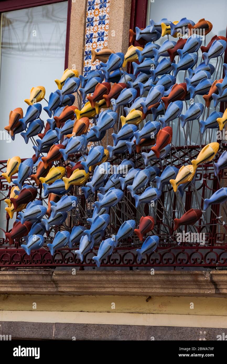 Group of Coloured Fish Objects Hanging in a Balcony of a Traditional ...