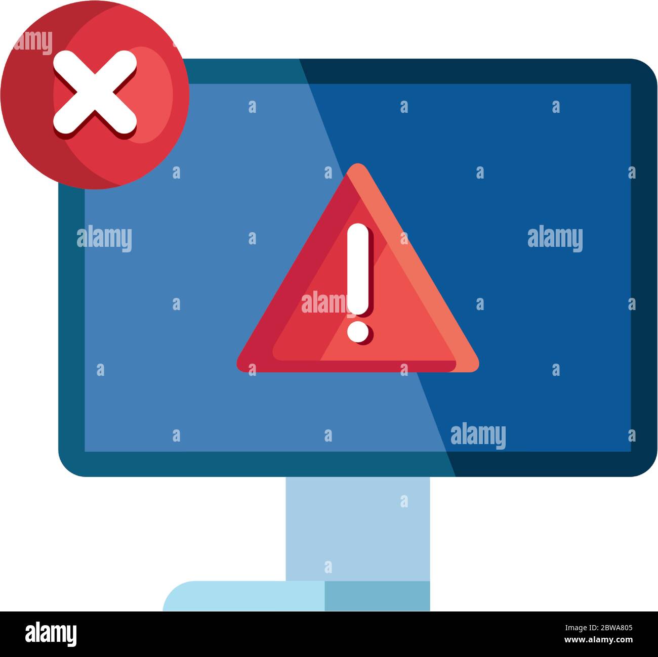 computer with warning notification icon Stock Vector Image & Art - Alamy