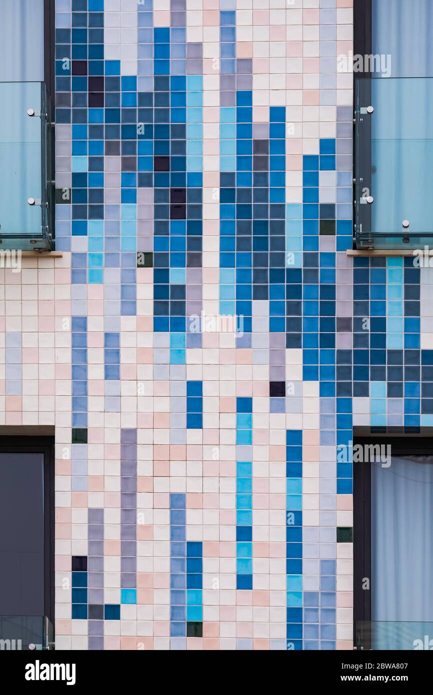 Blue and White Mosaic Tiled "Azulejo" Modern Building Facade in Aveiro ...