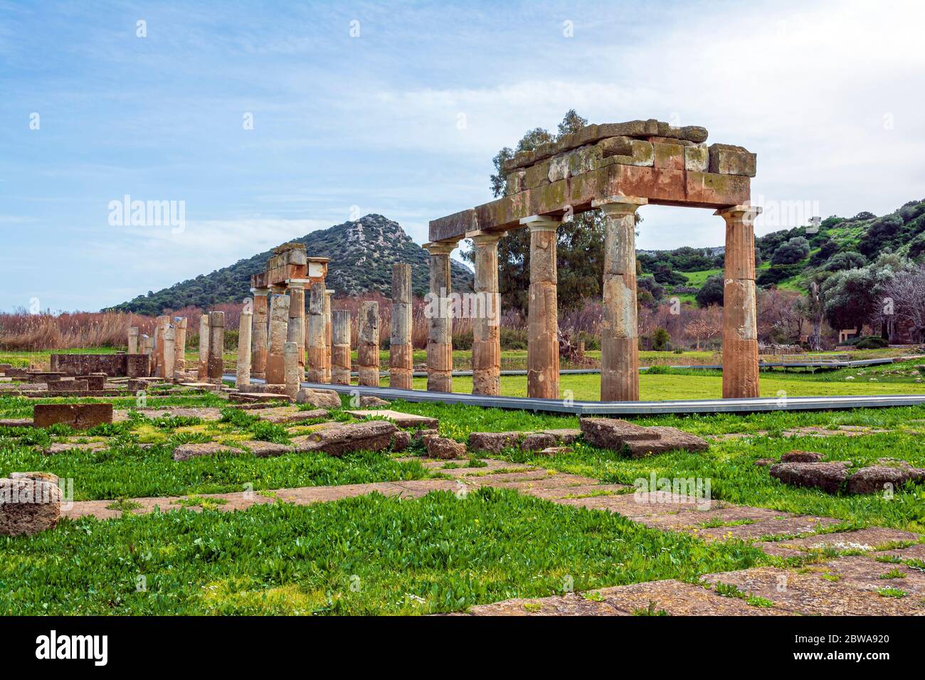 Temple of Artemis in archaeological site of Brauron, Attica, Greece ...