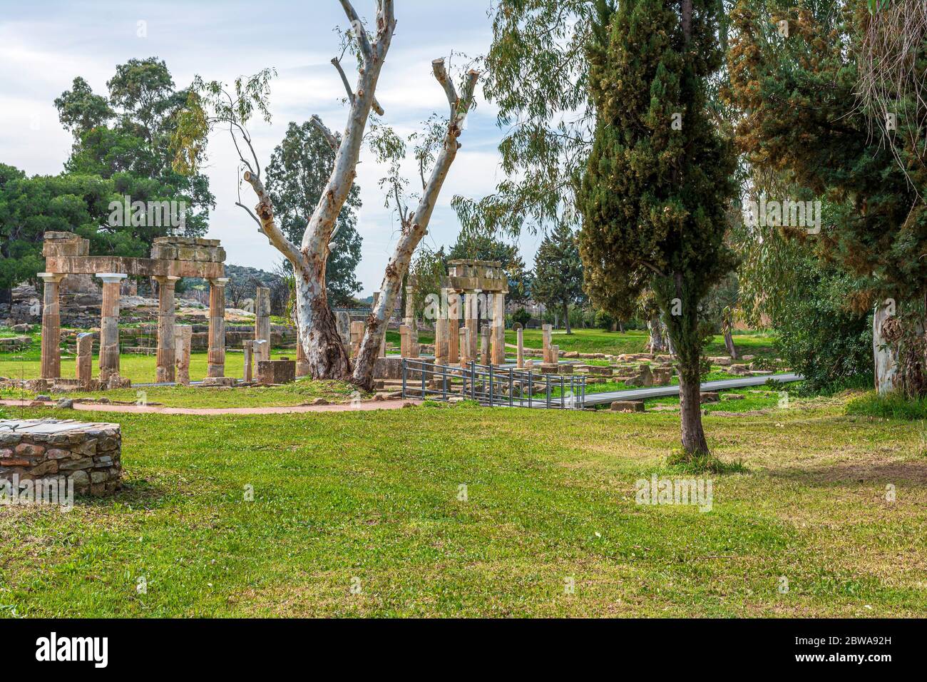 Temple of Artemis in archaeological site of Brauron, Attica, Greece ...