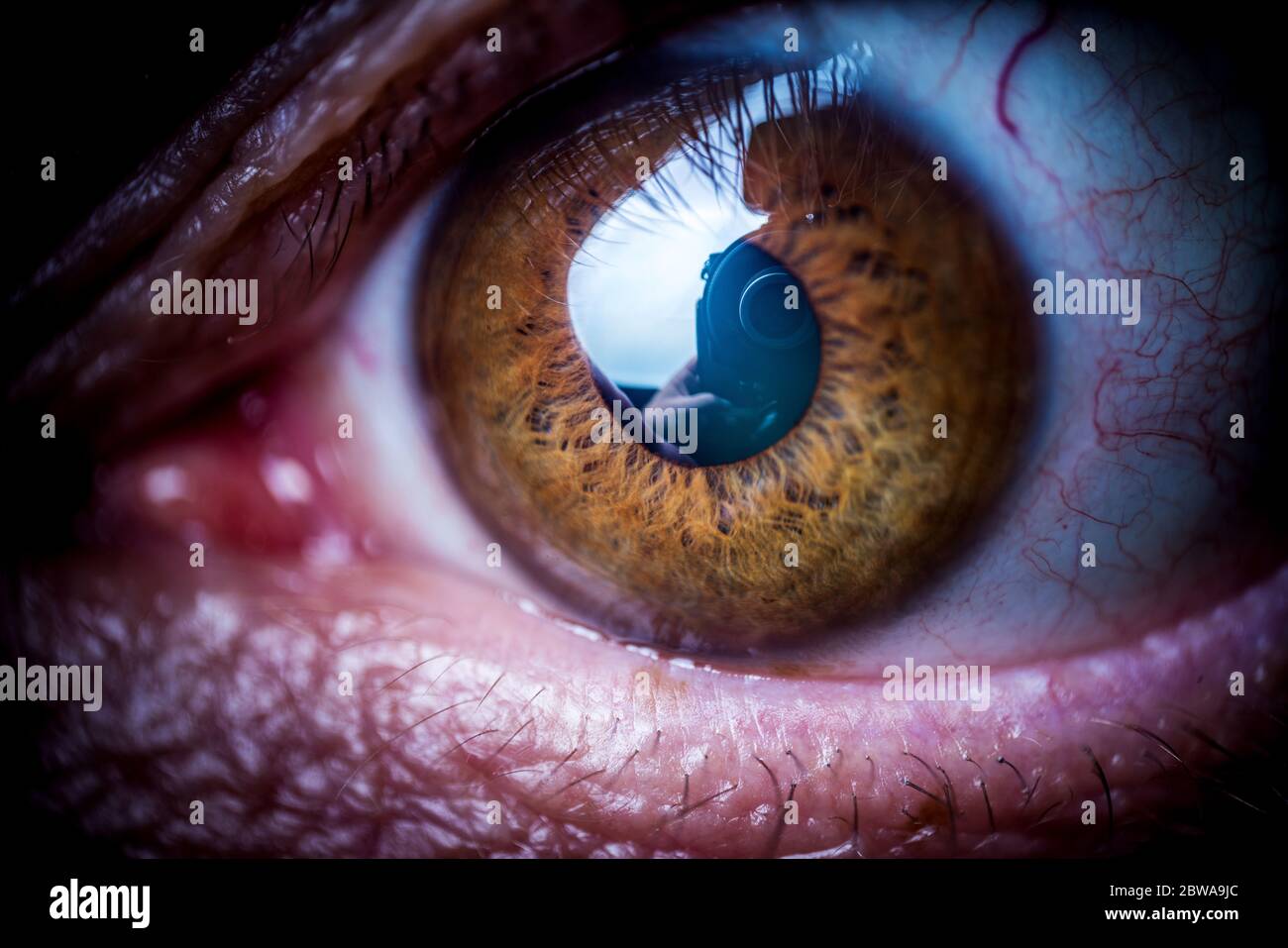Beautiful brown human eye very close up macro photography Stock Photo ...