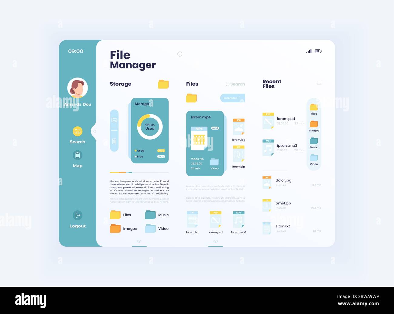 File manager tablet interface vector template Stock Vector Image & Art ...