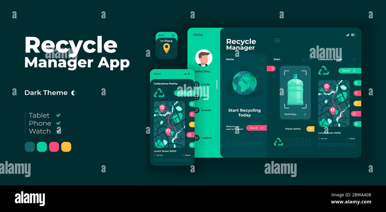 Waste disposal manager app screen vector adaptive design template Stock Vector Image & Art - Alamy