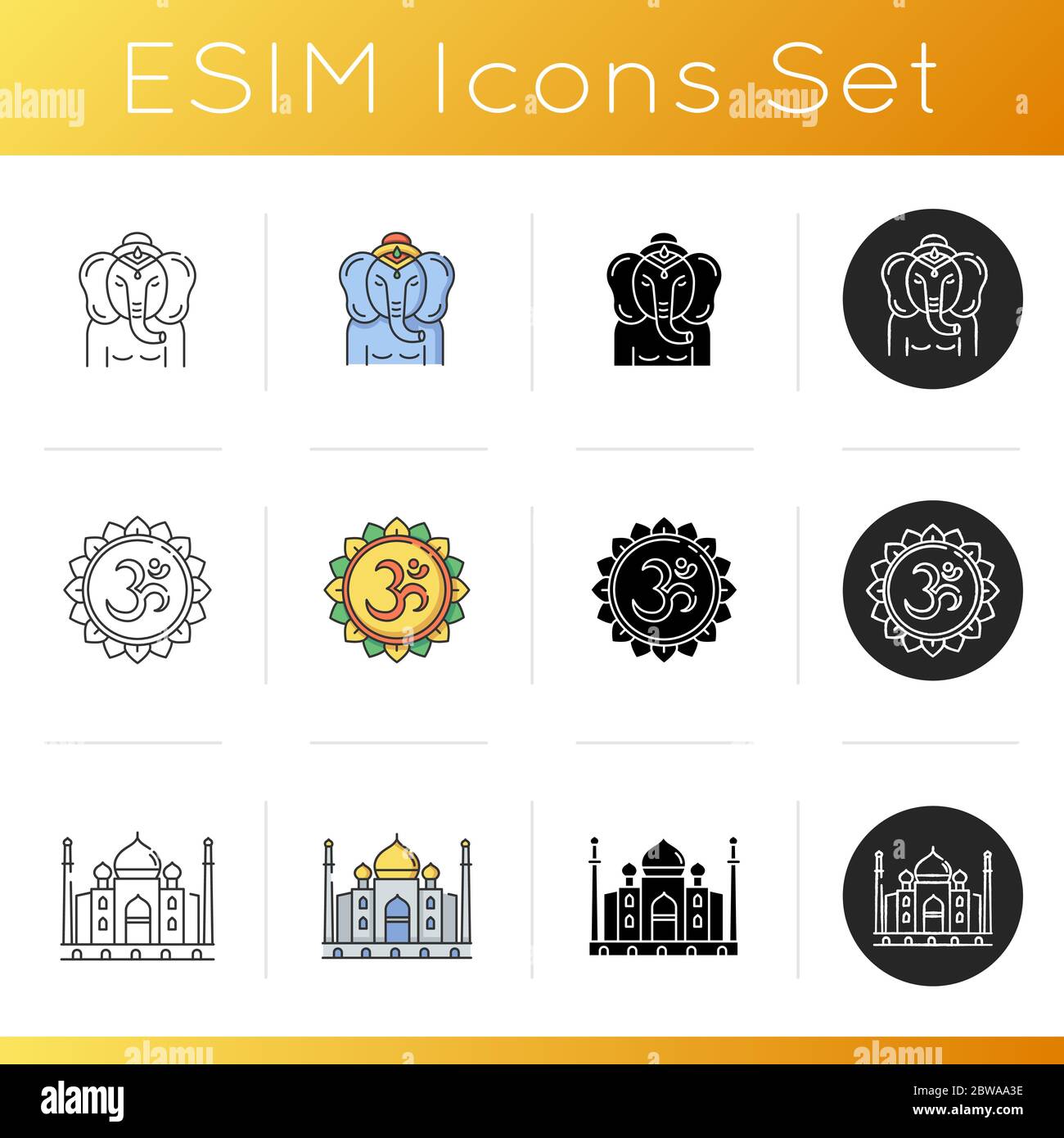 Indian culture icons set Stock Vector Image & Art - Alamy