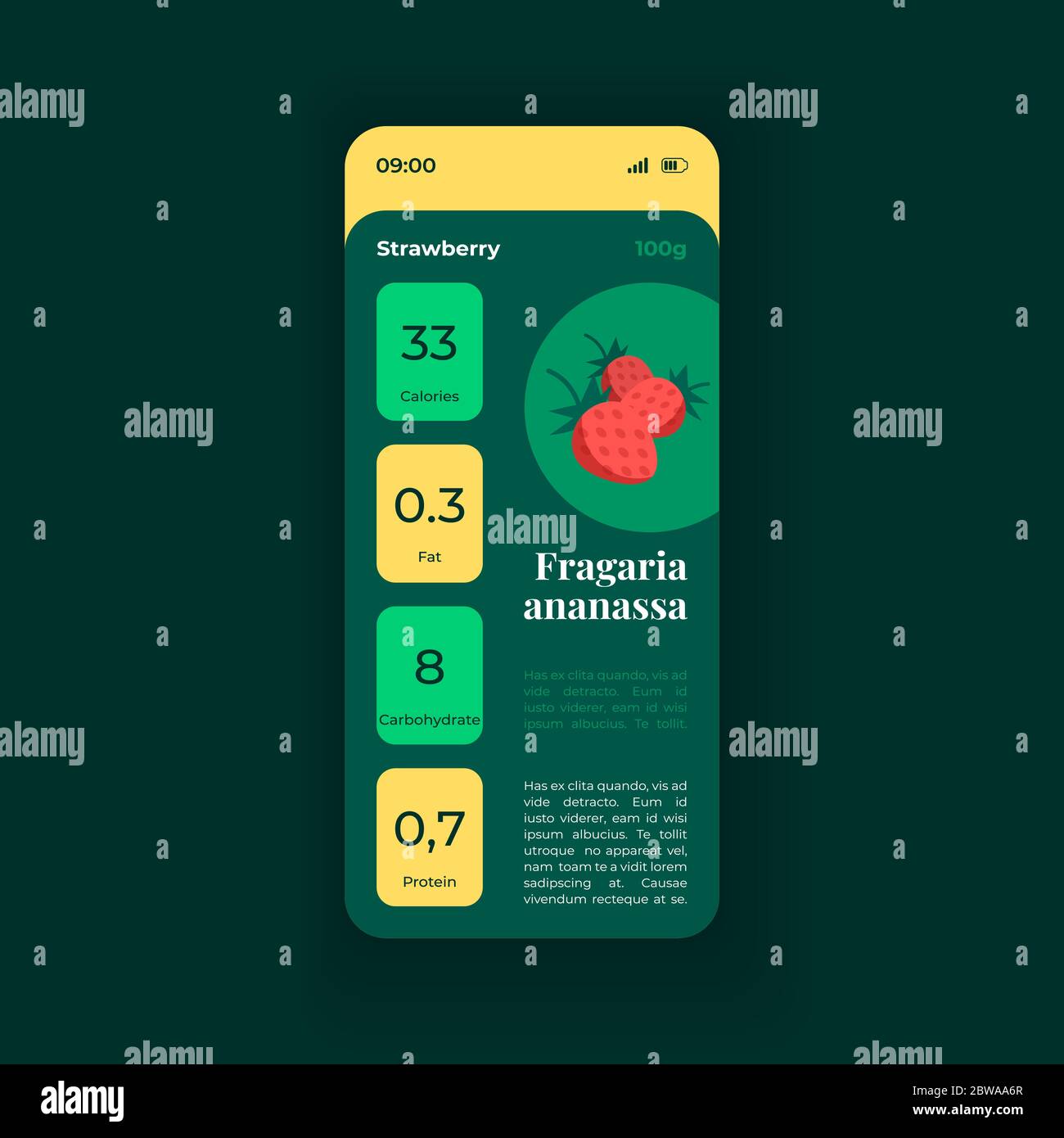 Strawberry nutrition smartphone interface vector template Stock Vector Image & Art - Alamy
