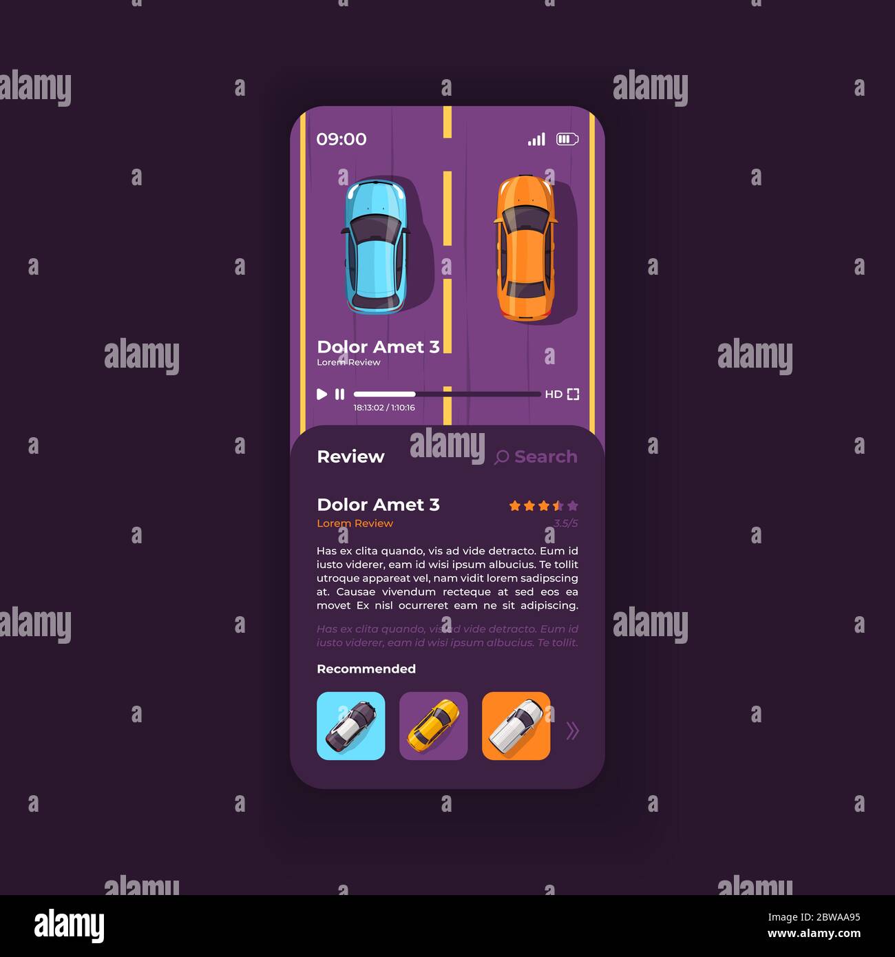 Automobile review smartphone interface vector template Stock Vector ...