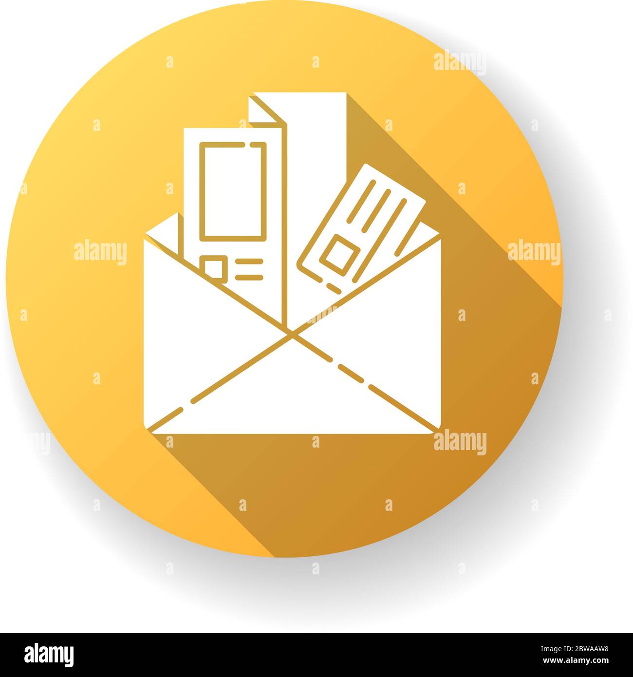 Newsletters and brochures yellow flat design long shadow glyph icon ...