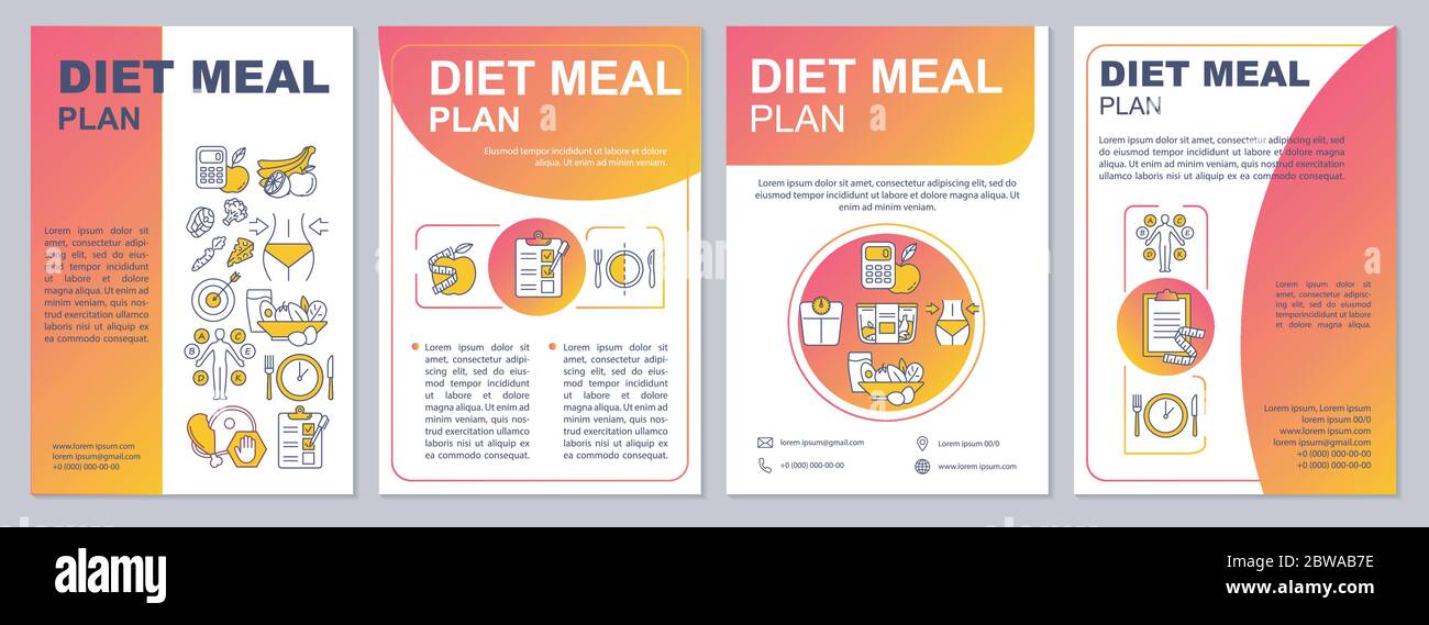 Diet meal planning brochure template. Mindful eating, dietary food ...