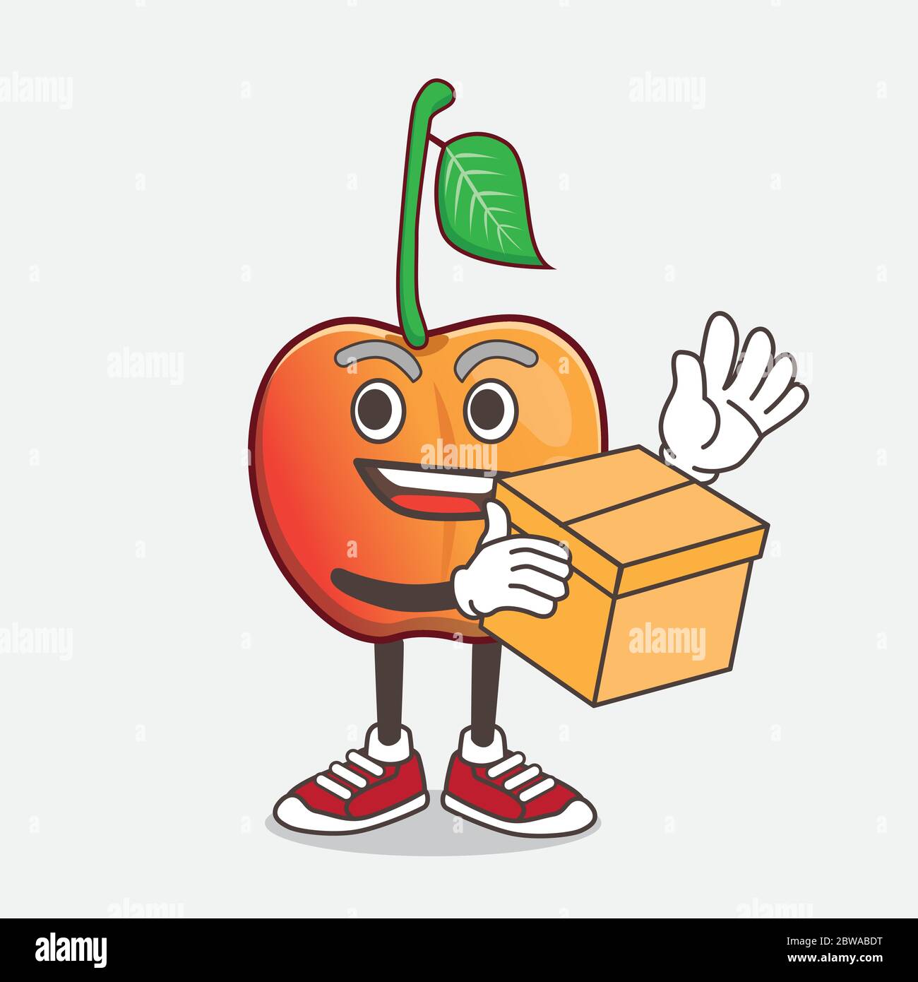 An illustration of Royal Ann Cherry cartoon mascot character holding a ...