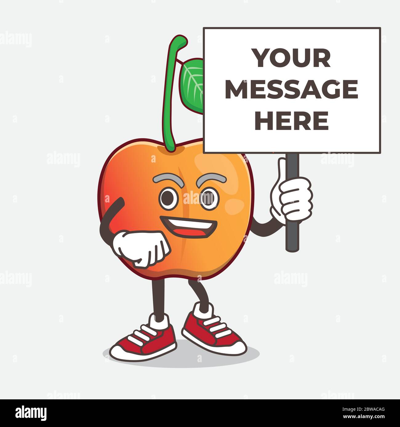 An illustration of Royal Ann Cherry cartoon mascot character with board ...