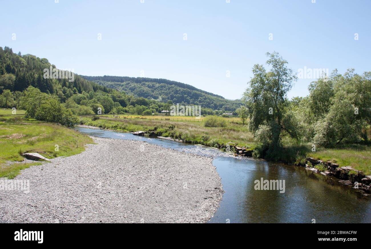 The Afon Lledr near the village of Dolwyddelan in the Lledr Valley ...