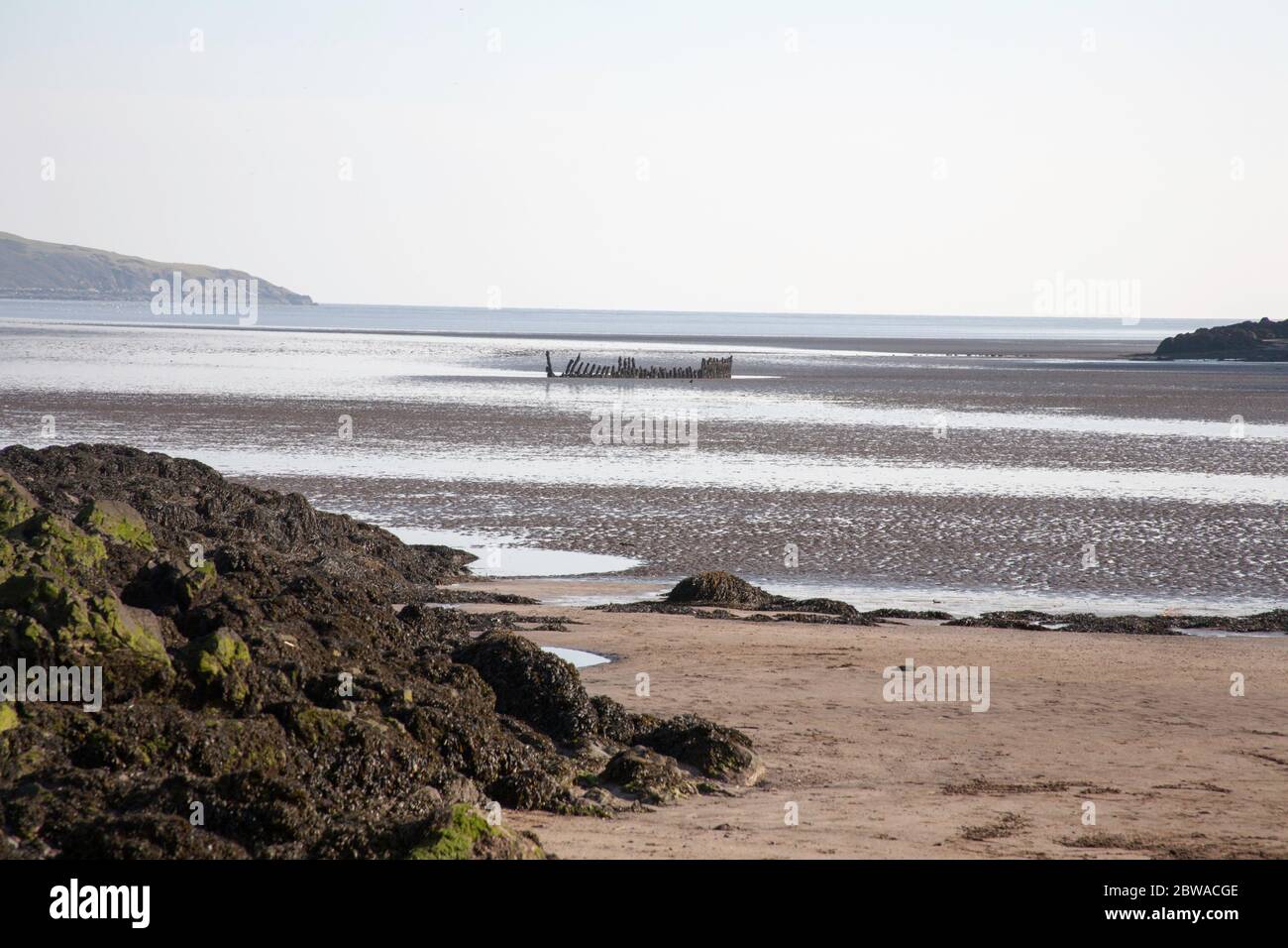 Decaying wreck of ship Kirkcudbright Bay Dumfries and Galloway Scotland ...