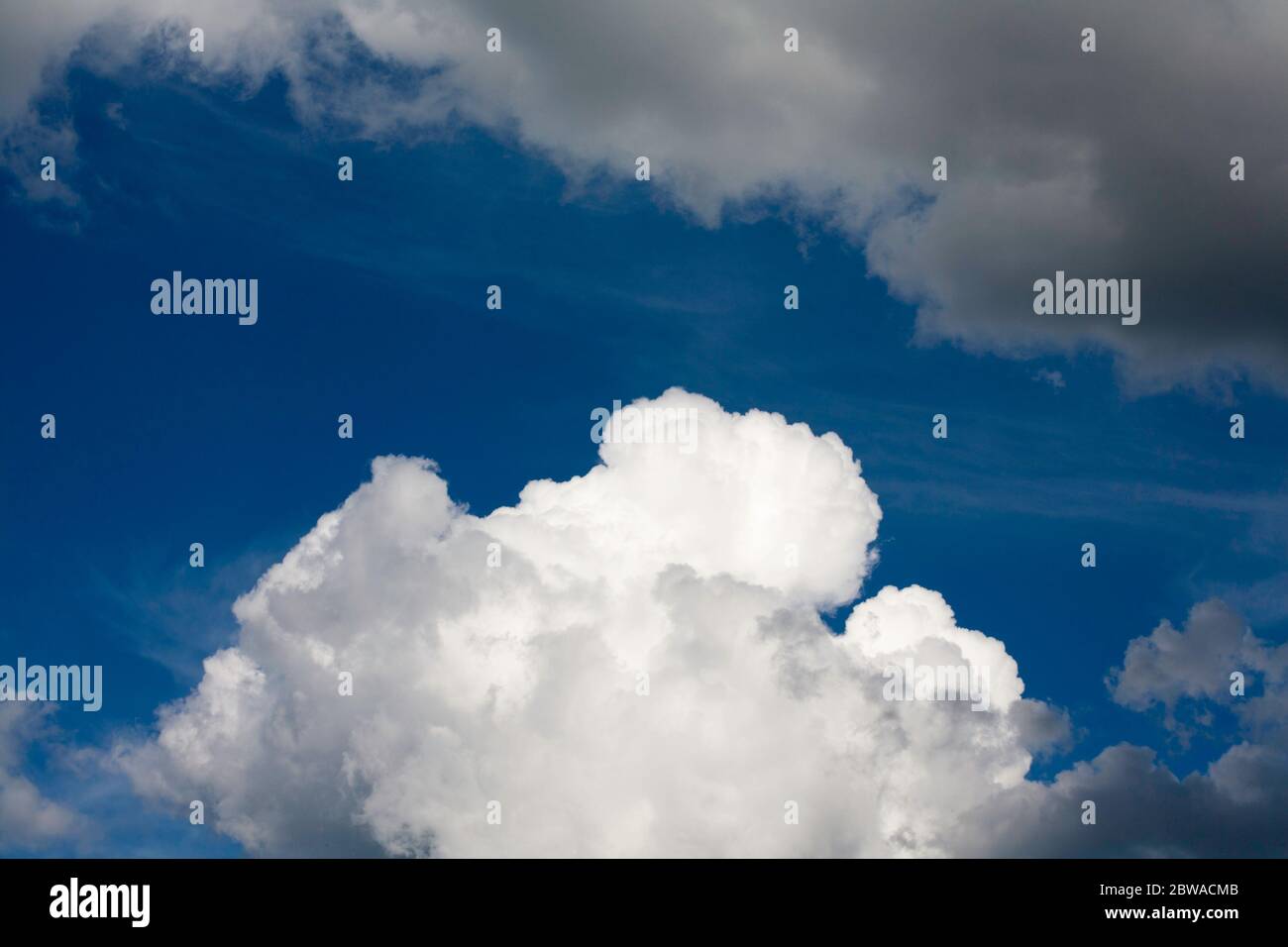 Cumulus cloud passing across Cheshire on a spring afternoon England ...