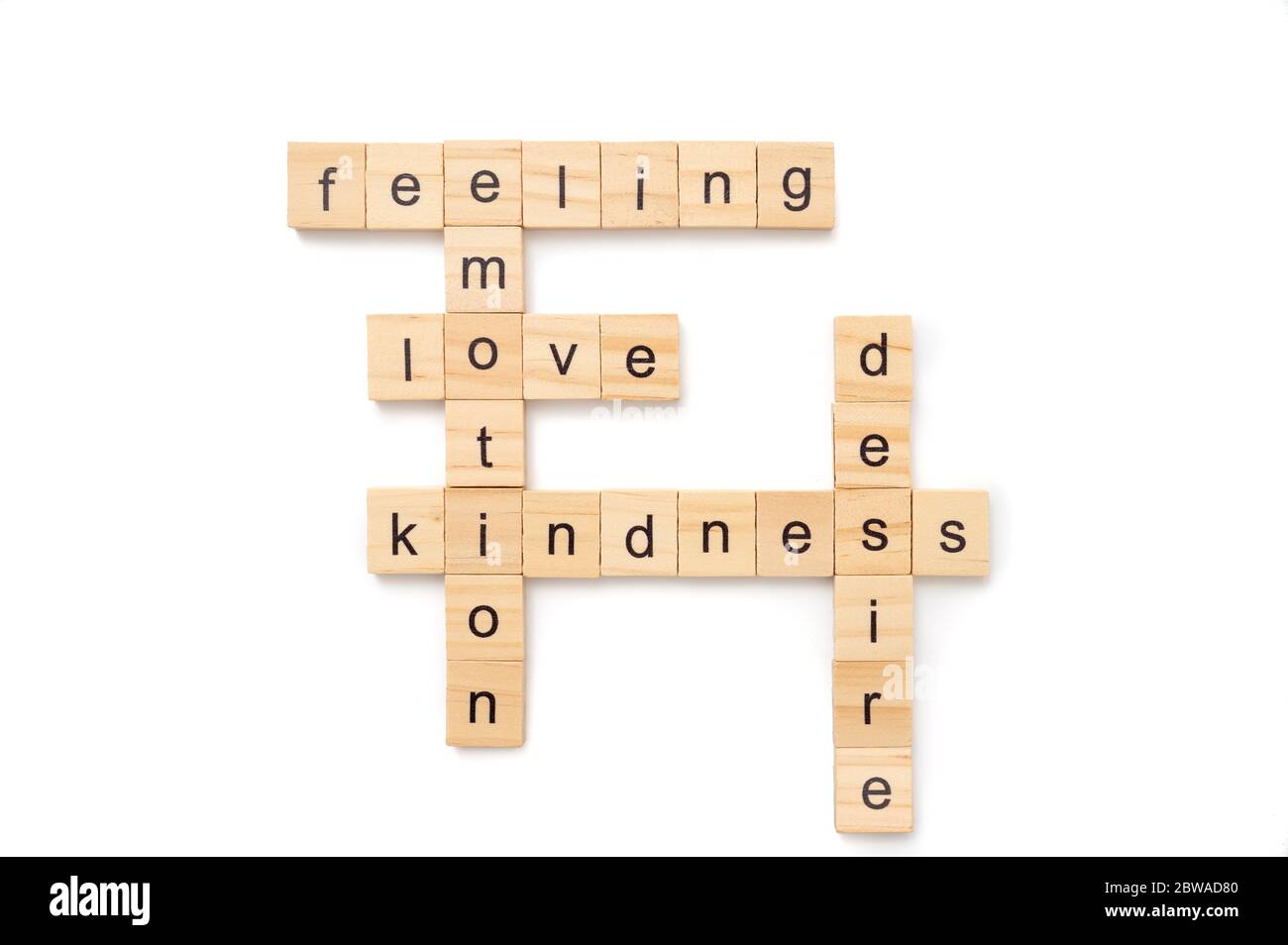 Wooden letter tiles spelling emotion words Stock Photo - Alamy