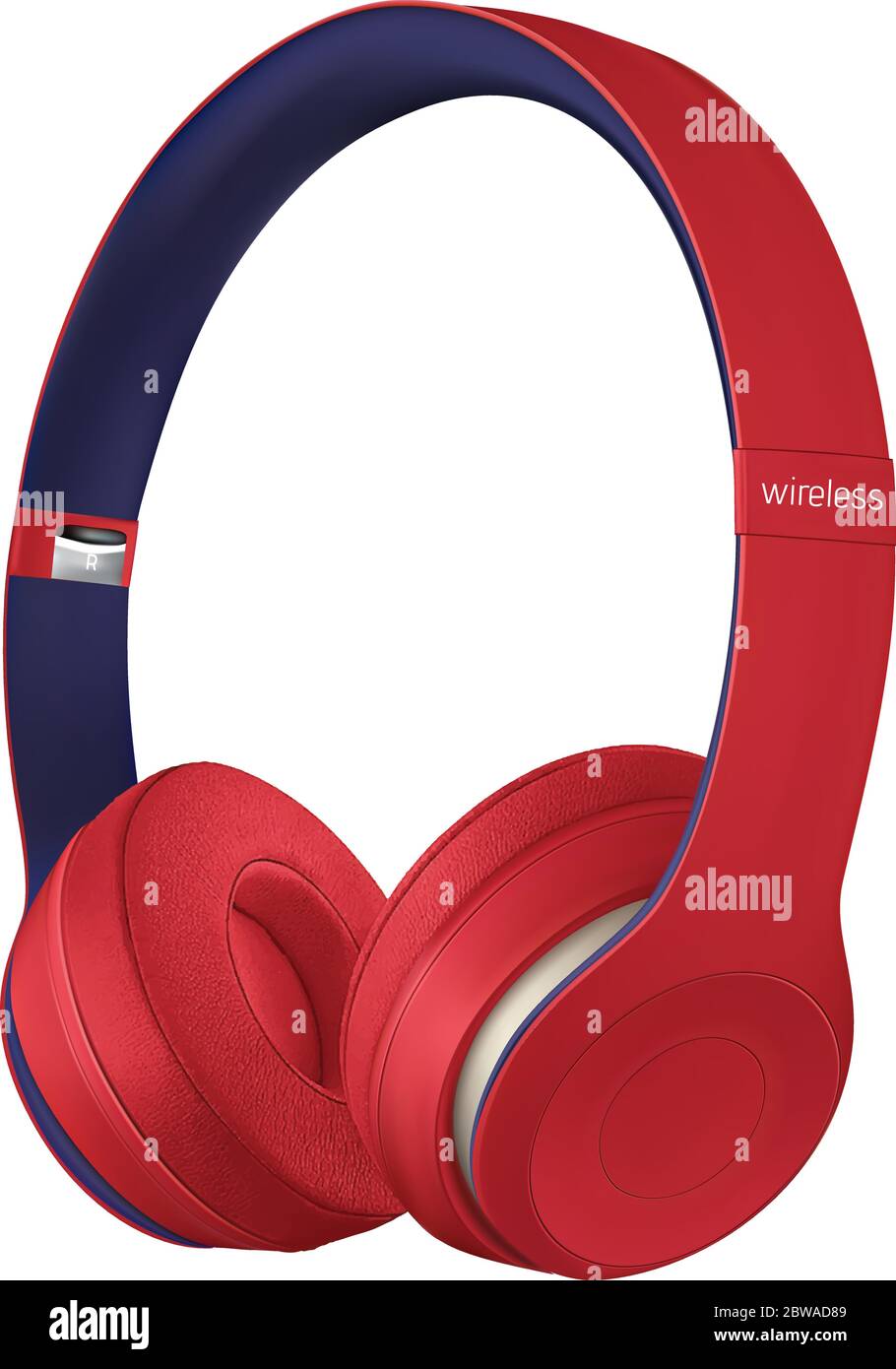 Red headphone isolate on white background. Realistic vector file Stock ...