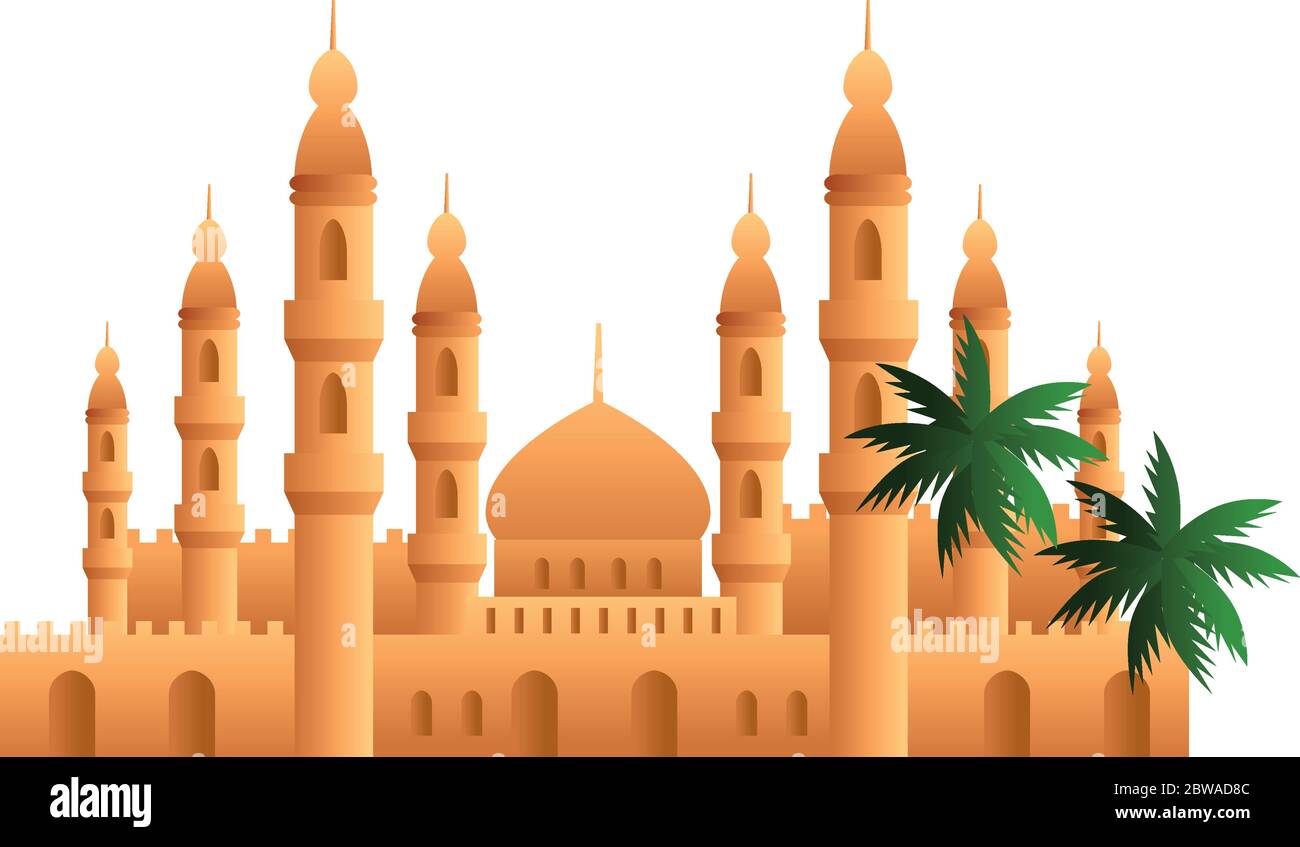 facade mosque islam structure on white background Stock Vector Image ...