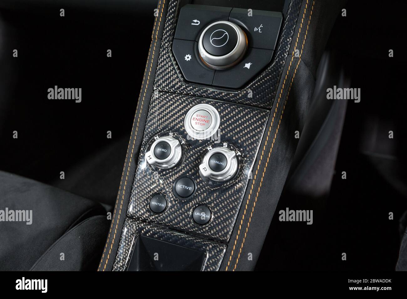 Central tube in carbon fibre of car interior Stock Photo - Alamy