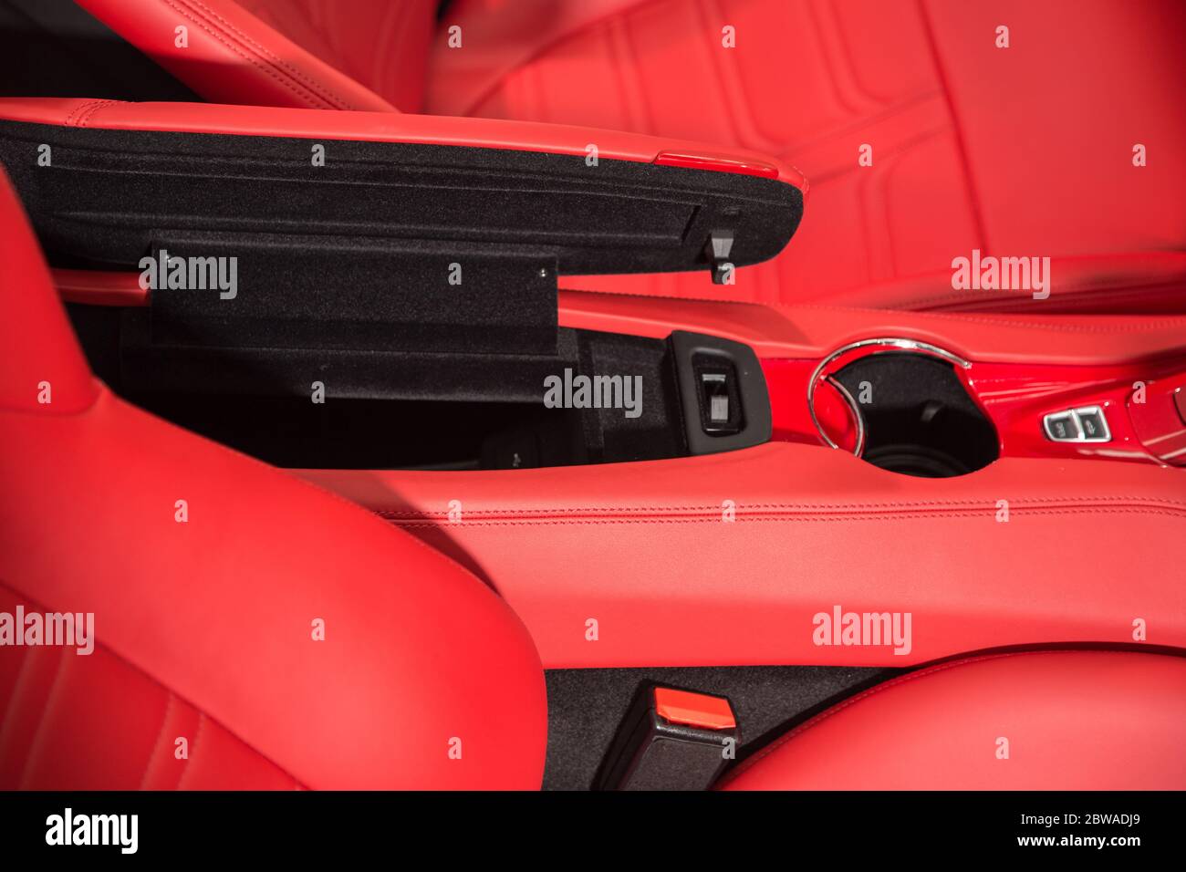 Storage compartment of luxury car interior Stock Photo - Alamy
