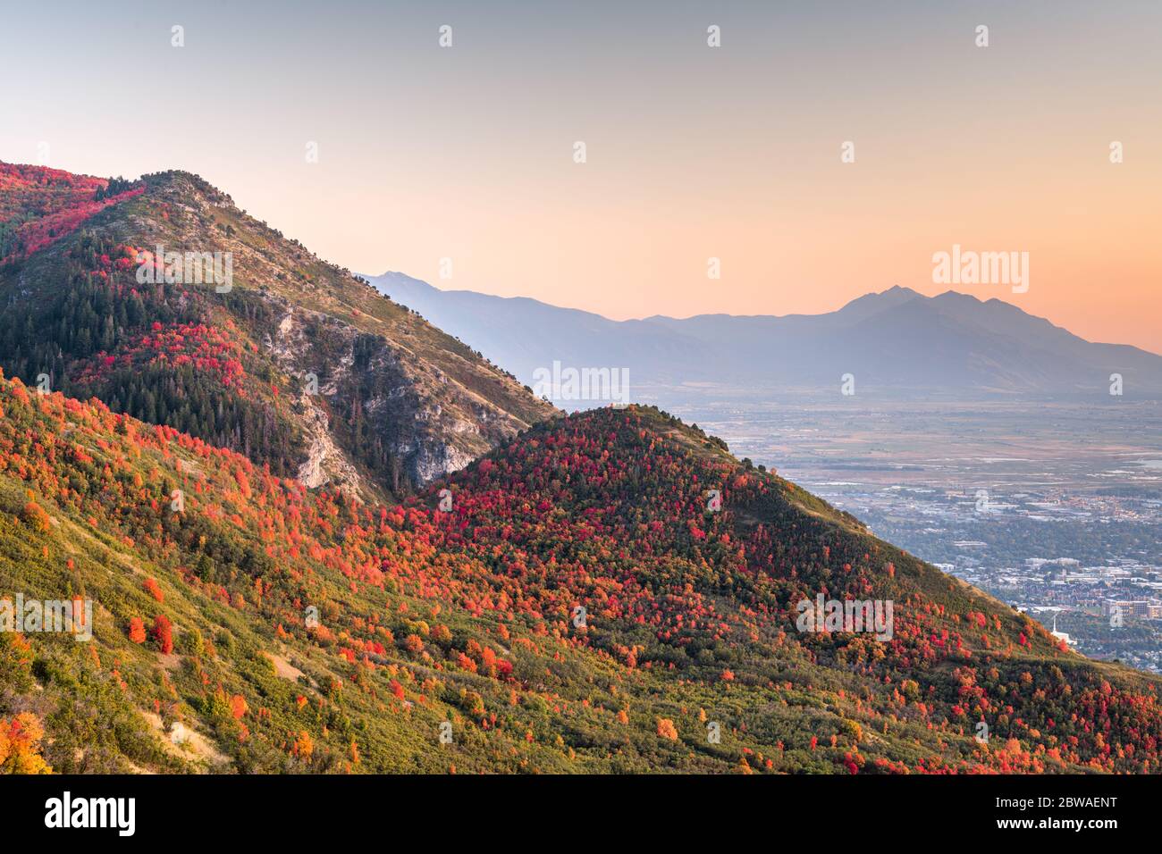 Provo, Utah, USA view of downtown from the lookout during dusk Stock ...